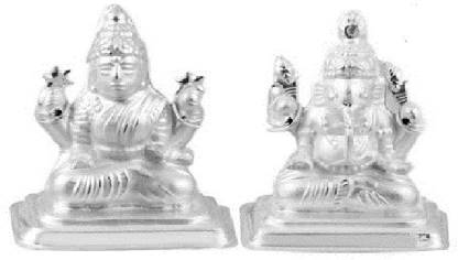 RATAN BAZAAR Benefical laxmi ganesh murti in pure silver Decorative ...