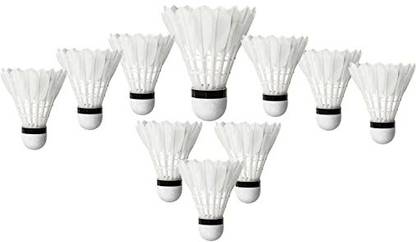 Rakso Shuttlecock Pack of 10 Feather Shuttle Cock (White R-10) Feather ...