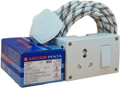 Rgtas Anchor power cord 16amp switch & socket with 16amp plug,3 meter ...