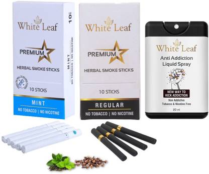 White Leaf Herbal Cigarettes - Tobacco&Nicotine Free Combo Pack of Mint ...