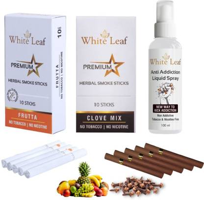 White Leaf Herbal Cigarette Tobacco & Nicotine Free Frutta, Clove ...