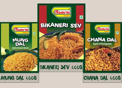 Samrat |Assorted Combo Pack 3| Mung Dal |BIKANERI SEV |Chana Dal |Tasty ...