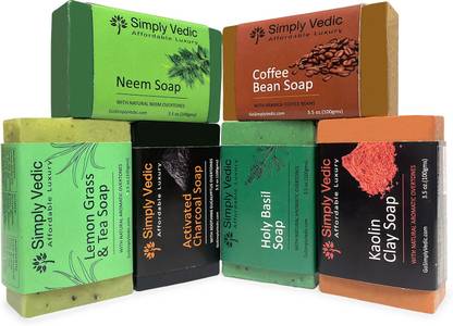 Simply Vedic Herbal Soap Bar of Neem, Lemon Grass, Holy Basil, Kaolin ...