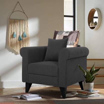 Brickwud Nayson 1 Seater Fabric Sofa Set (Dark Grey) Fabric 1 Seater ...