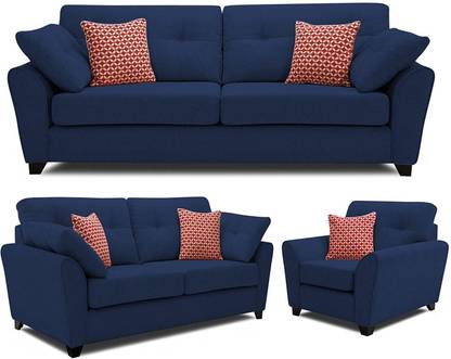 avion Amberley 6 Seater Fabric Sofa for Living Room (3+2+1, Blue ...
