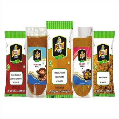 DEEPAK Chilli Hot,Chicken Masala,Haldi ,Fish Masala,Meat Masala-Pack of ...