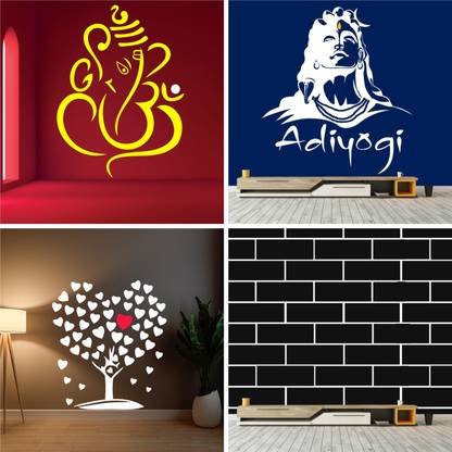 ARandNJ Painting Wall Stencils (Size :- 16 X 24 Inch) PATTERN- "Om Ganesha", "Adiyogi Shiva ...