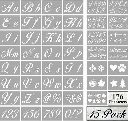 DEQUERA Large Letter Stencils for Painting on Wood - 45 Pack Alphabet ...