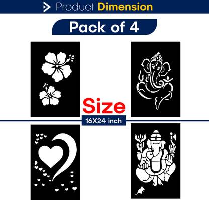 JAZZIKA Wall Stencils (Size :- 16 X 24 Inch) PATTERN- "Twin Hibiscus ...