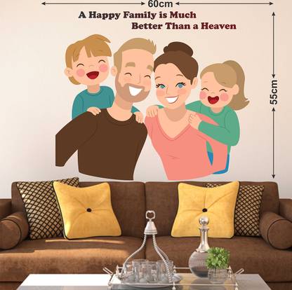 Tuffuk 60 cm A Happy Family | Wall Stickers | PVC Vinyl | Non-Reusable ...