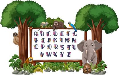 Design Decor ABC Alphabet Kids Learn With tree Wall Sticker Small Self ...