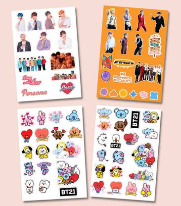 The K Fandom BTS - BT21 Stickers ( Pack of 4 Sheets ) Total 70 Stickers ...