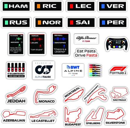 Aapki Marzi 6.35 cm Formula One (F1) Laptop Stickers - Pack of 60 ...