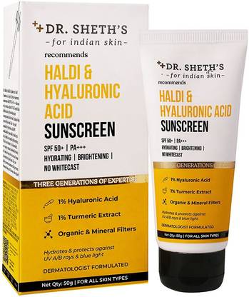 Dr. Sheth's Haldi & Hyaluronic Acid Sunscreen | Spf 50+ | PA ...