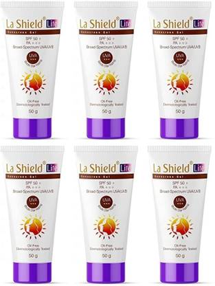 La Shield SPF 50 Mineral Sunscreen Skin tone PA +++ , 50 gm x Pack of 6 ...