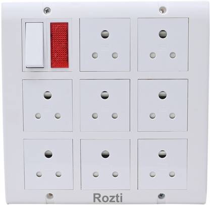Rozti 18 Modular Box, Socket-8, Indicator, Switch, 8m Wire with Plug ...