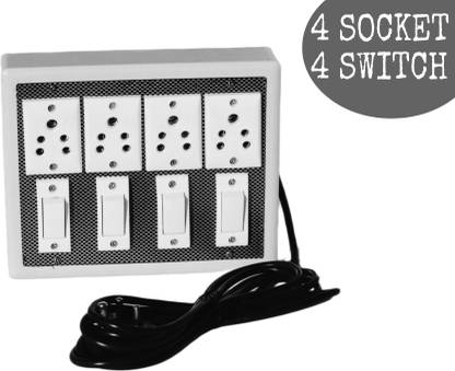 KHOPALA 4 Socket & 4 Switch Board with 3 Yard wire 4 Socket Extension ...