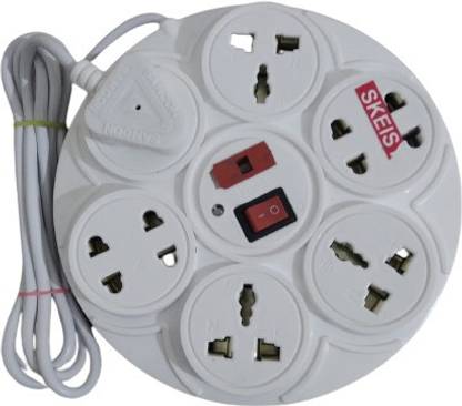 Skeisy extension board with 8 socket plus 1 switch with 3 mtr long wire ...
