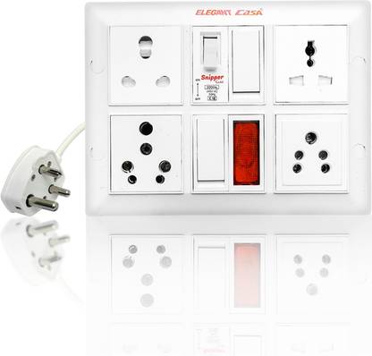 Elegant Casa Extension Board 6/16Amp Shutter Socket 6Amp Universa Socke ...