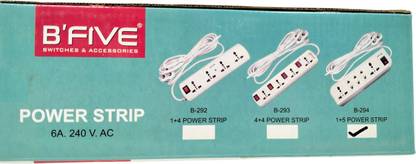 b'five power strip 5 Sockets With Switch & 2.5 Meter Heavy Duty Cord 3 ...
