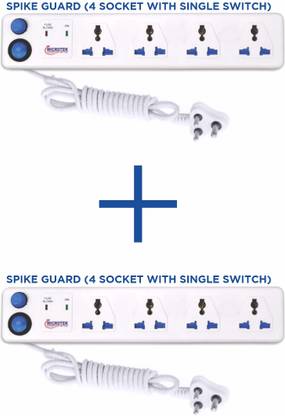 Microtek SPIKE GUARD COMBO PACK OF 2, 4 SOCKET WITH SINGLE SWITCH 4 ...