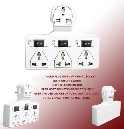 Fuee 4 Multiplug Extension Board with Individual Switches & LED ...