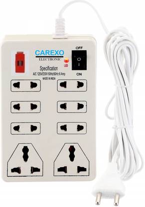 carexo 250 volts Three pin Multi Plug Point 2 Socket Extension Boards ...