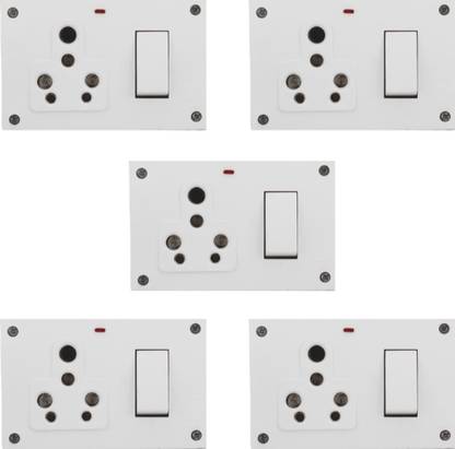 HI-PLASST 5Pcs of 16a PVC switch-Socket Combined board 1 Socket ...