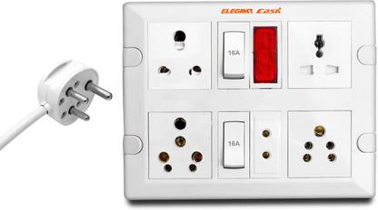 Elegant Casa Extention Board 6/16Amp Safety Shutter & Universal Socket ...