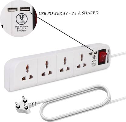 Techlight 4 Sockets Extension with USB 4 Socket Extension Boards Price ...