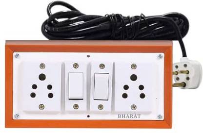 Bharat NX 2 Switch (6A) with 2 Socket (6A) - 3 pin Top Plug (Brown) (8 ...