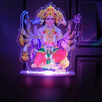 KRITAM Hanuman ji 3D Illusion Night Lamp Comes with 7 Multicolor for ...