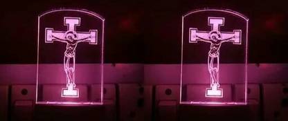 Har Har Mahadev Glass Works Jesus Christ Cross Night Lamp with 7 Color ...