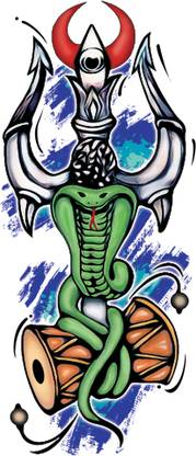 fashionoid Shiv Ji Trishul With Snake & Dumroo Waterproof Temporary ...