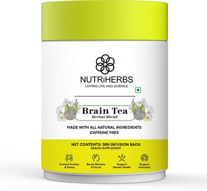 Nutriherbs Brain Tea with Ginkgo Biloba, Gotu Kola, MCT Powder - 30 ...