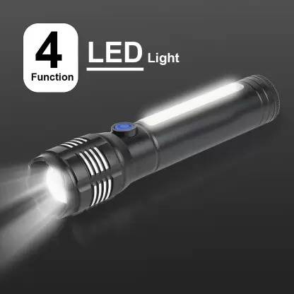 ECOSKY 4 MODES ZOOM HIGH/LOW/STORBE AND SIDE COB LIGHT METAL BODY Torch ...