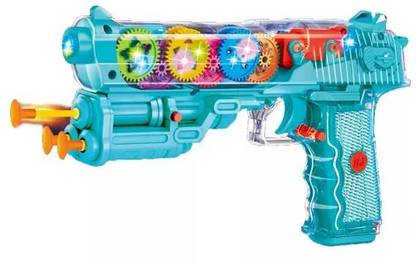 TOYHILLS Gun for Kids Transparent Musical Gun for Boys Gear Light Sound ...