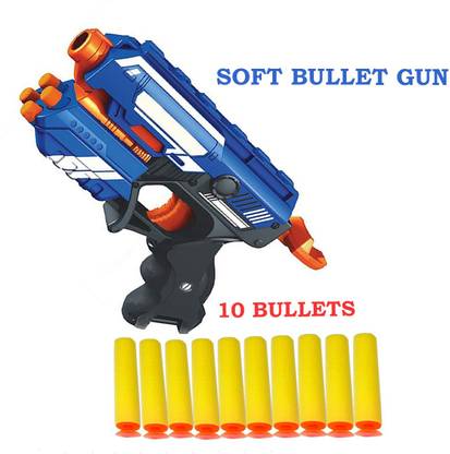 AMUSING Durable and Safe Design Hot Fire Toy Gun with 10 Foam Bullets ...
