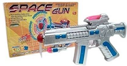 Kaushik Space Gun Toy with LED Matrix Flashing Rotating Blades Guns ...