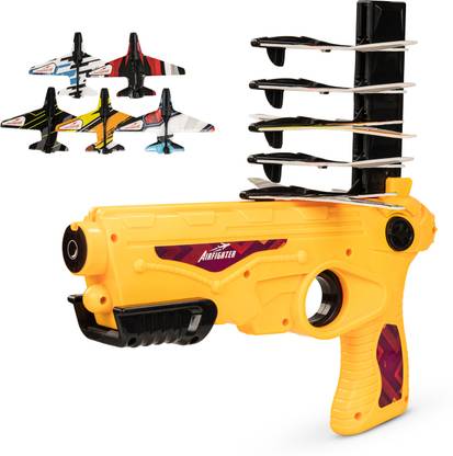 baybee Flying Airplane Launcher Gun Toy with 5 Foam Glider Planes for ...