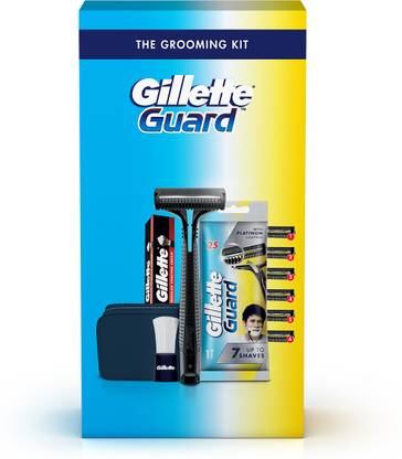 Gillette Guard 5 in 1 Shaving Kit with a Travel Pouch|Combo Grooming ...