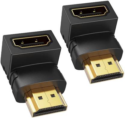 zonery TV-out Cable 2 PACK 90 DEGREE L SHAPE HDMI Male To Female Gold ...