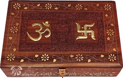 Antico Woodenia Equisitely Hand Brass-Filled Wooden Swastik Good Luck ...