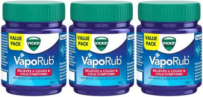 VICKS VapoRub Relieves Cough & Cold Symptoms Balm (3 Packs, Each Pack ...