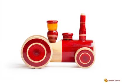 Gogalgai Toys Wooden Red Tractor with driver - Wooden Red Tractor with ...