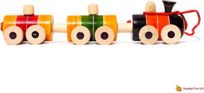 Gogalgai Toys 3 Coach Wooden Train Push and Pull Toy - 3 Coach Wooden ...