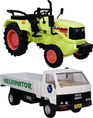 Wishmaster Set of 2 Combo Farm Tractor + DCM Open Truck Toys for Kids ...