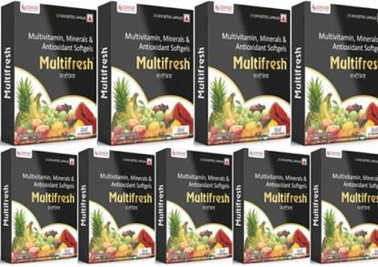 MULTIFRESH Multivitamin- Multiminerals 10 Softgel Capsules pack of ( 9* ...