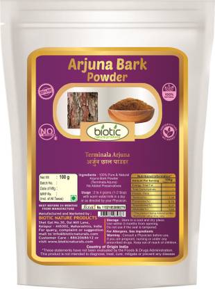 biotic Arjuna Bark Powder (Terminalia Arjuna) - Arjuna Chaal Powder for ...