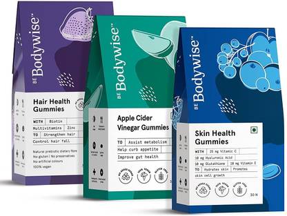 Bodywise Biotin Hair Gummies | Vitamin C Skin Gummies | Apple Cider ...